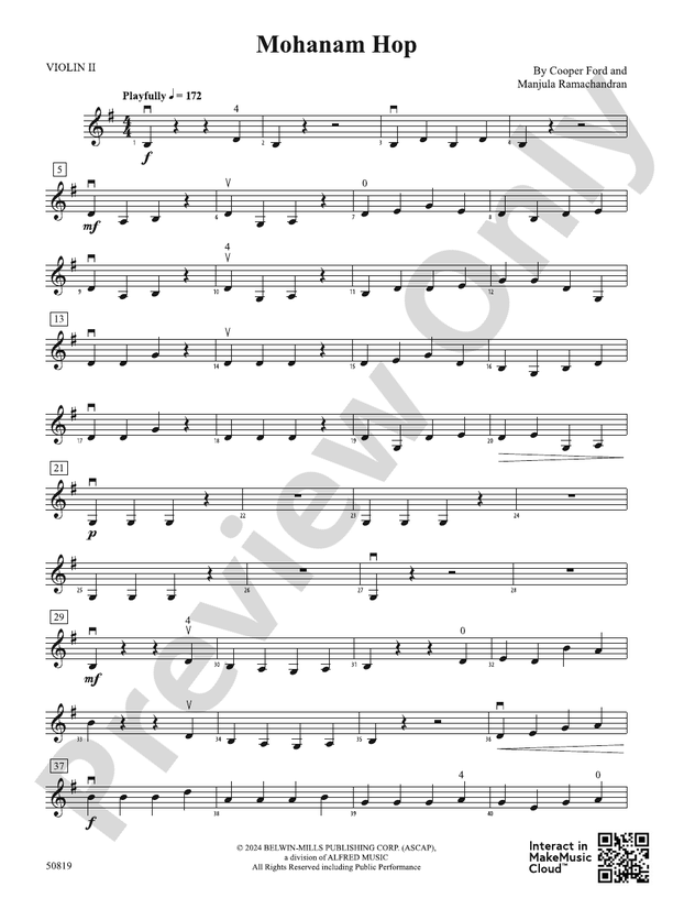 Mohanam Hop: 2nd Violin: 2nd Violin Part - Digital Sheet Music Download