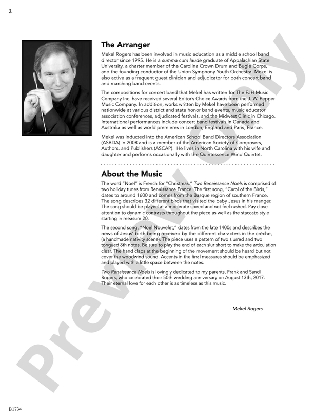 Two Renaissance Noels: Score: Concert Band Score - Digital Sheet Music ...