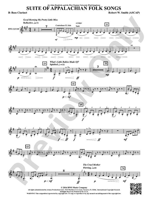 Suite of Appalachian Folk Songs: B-flat Bass Clarinet: B-flat Bass ...