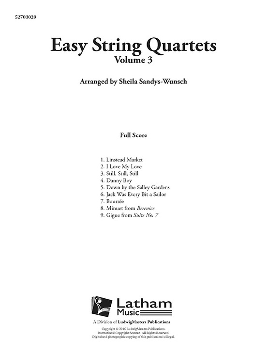Easy String Quartets, Vol. 3: Conductor Score: Sheila Sandys-Wunsch ...