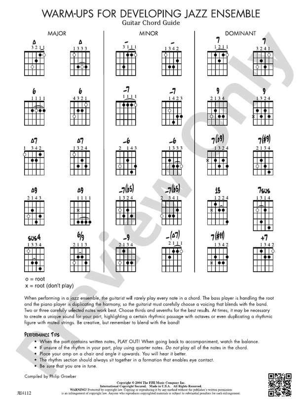Warm-Ups for Developing Jazz Ensemble: Guitar Chord Guide: Guitar Chord ...