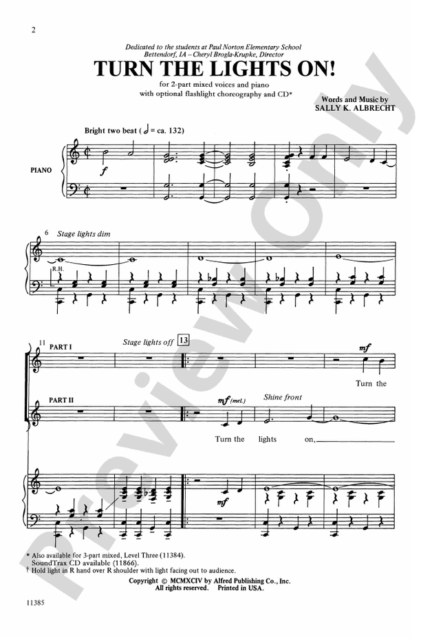 Turn the Lights On!: 2-Part (with Opt. Flashlight Choreography) Choral ...
