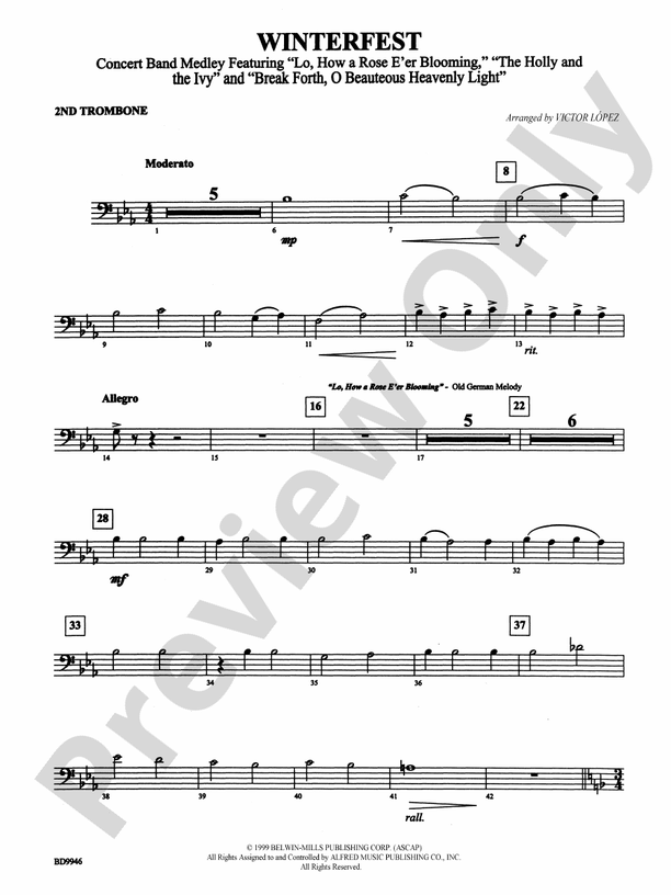 Winterfest: 2nd Trombone: 2nd Trombone Part - Digital Sheet Music Download