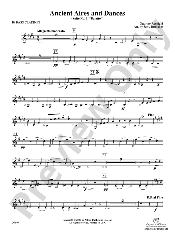Ancient Aires and Dances, Suite No. 1 (Balletto): B-flat Bass Clarinet: B-flat Bass Clarinet ...