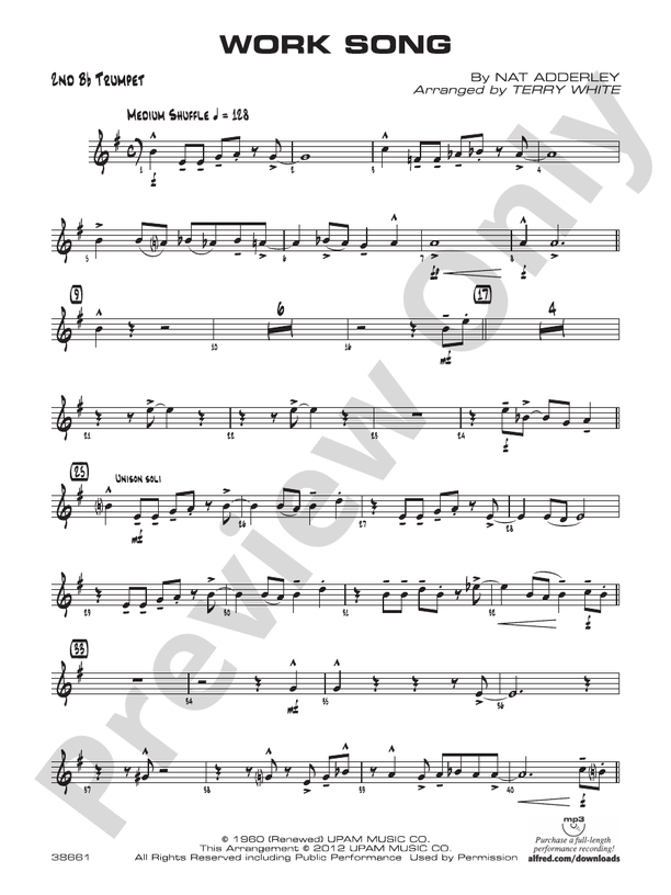 Work Song: 2nd B-flat Trumpet: 2nd B-flat Trumpet Part - Digital Sheet Music Download