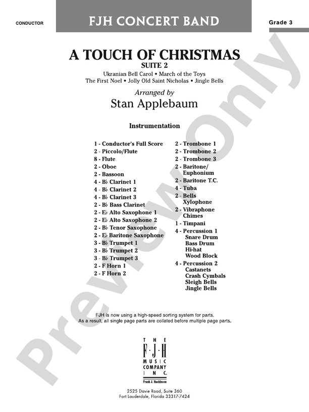 A Touch of Christmas: Suite 2: Score: Concert Band Score: Stan ...