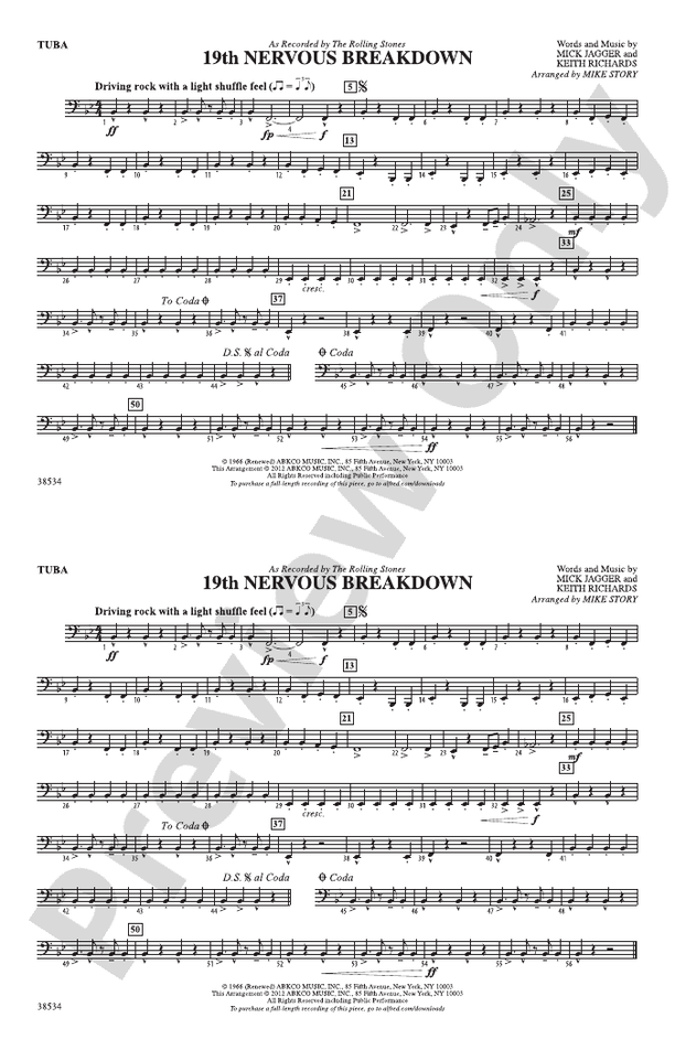19th Nervous Breakdown: Tuba: Tuba Part - Digital Sheet Music Download