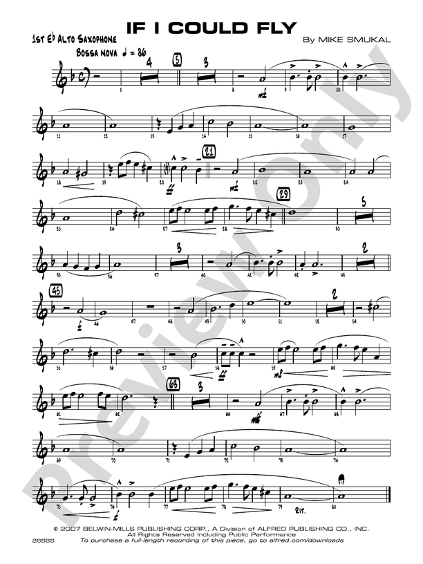 If I Could Fly: E-flat Alto Saxophone: E-flat Alto Saxophone Part ...