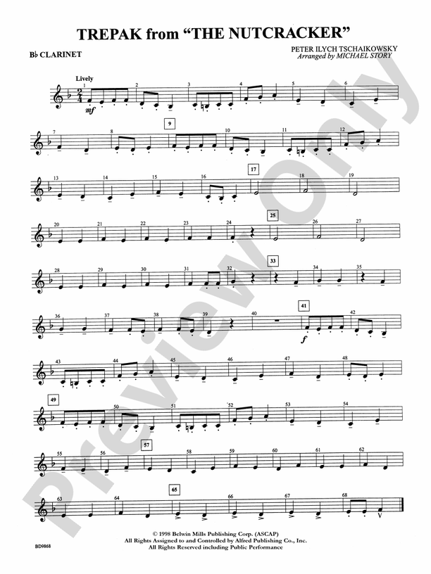 Trepak from The Nutcracker: 1st B-flat Clarinet: 1st B-flat Clarinet ...