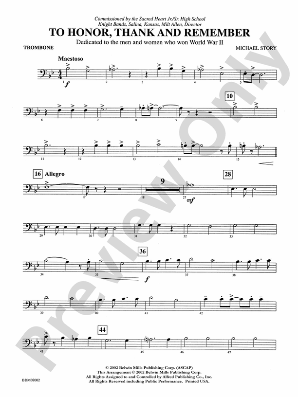 To Honor, Thank and Remember: 1st Trombone: 1st Trombone Part - Digital ...