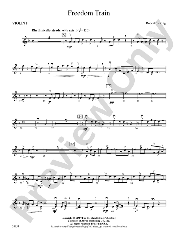 Freedom Train: 1st Violin: 1st Violin Part - Digital Sheet Music Download