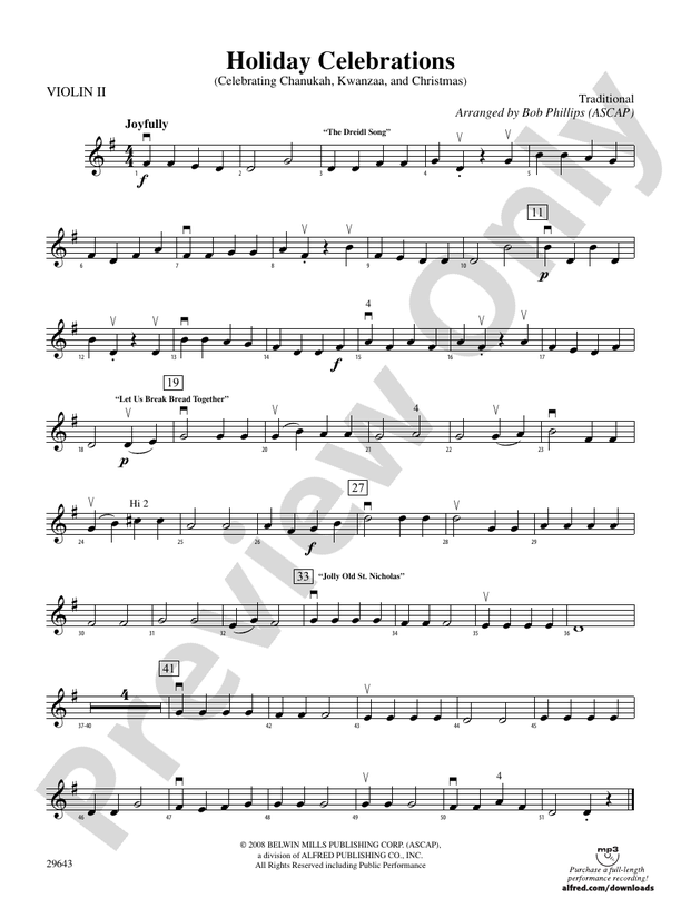 Holiday Celebrations (Celebrating Chanukah, Kwanzaa and Christmas): 2nd Violin: 2nd Violin Part ...