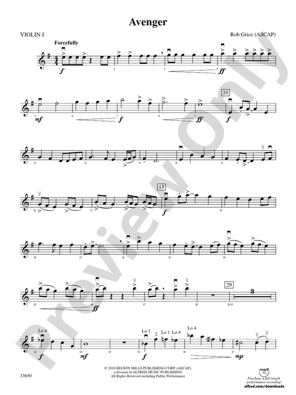 Avenger: 1st Violin: 1st Violin Part - Digital Sheet Music Download