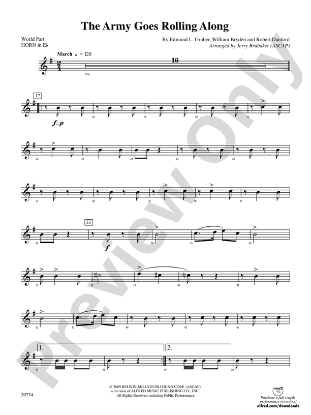 The Army Goes Rolling Along: (wp) 1st Horn in E-flat: (wp) 1st Horn in ...