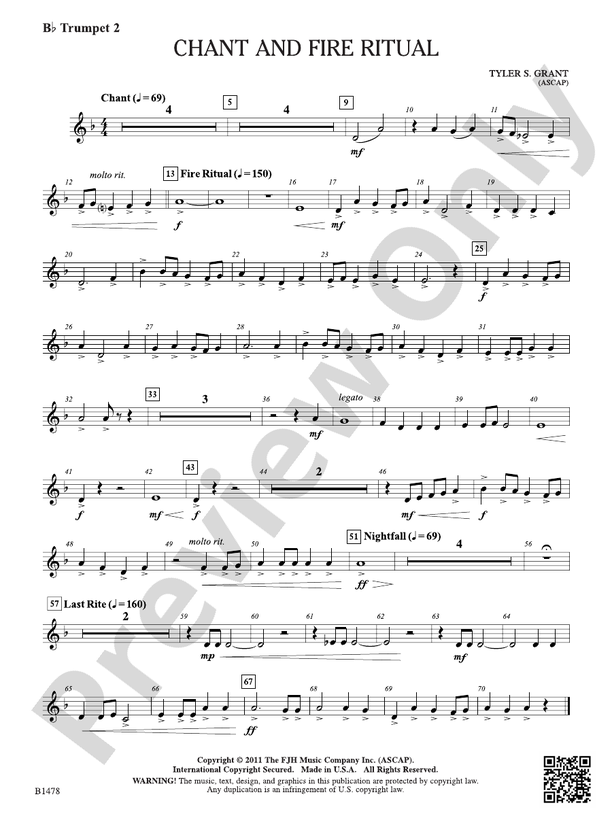 Chant and Fire Ritual: B-flat Trumpet 2: B-flat Trumpet 2 Part: Tyler S ...