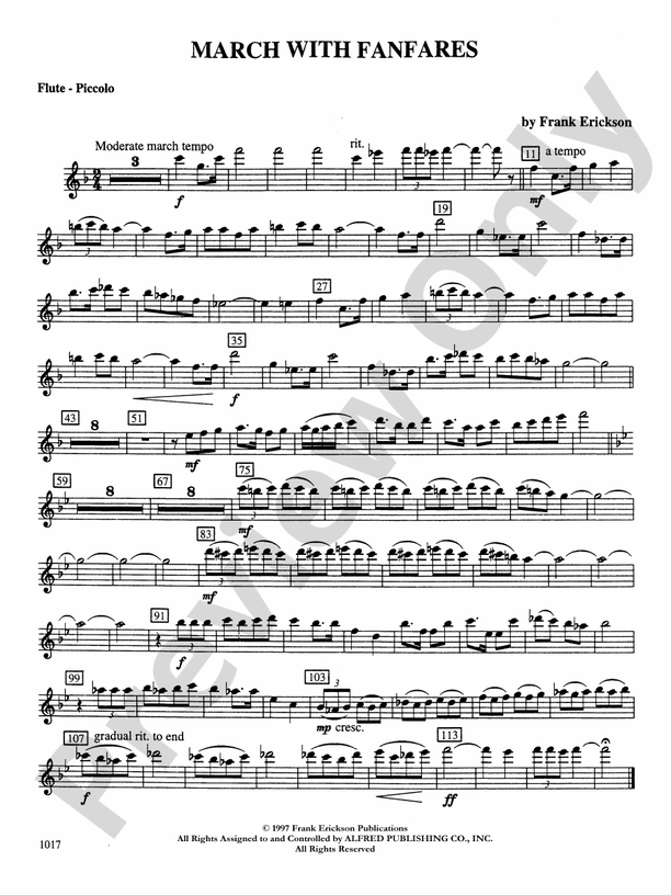 March with Fanfares: Flute: Flute Part - Digital Sheet Music Download