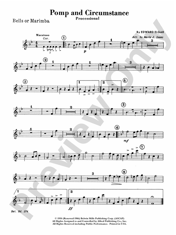 Pomp and Circumstance, Op. 39, No. 1 (Processional): Bells: Bells Part ...