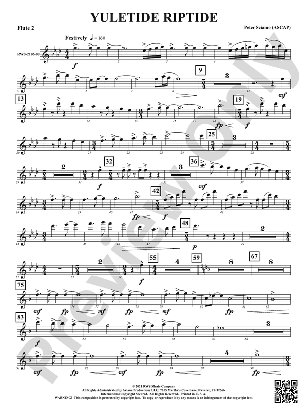 Yuletide Riptide: 2nd Flute: 2nd Flute Part: Peter Sciaino - Digital Sheet Music Download