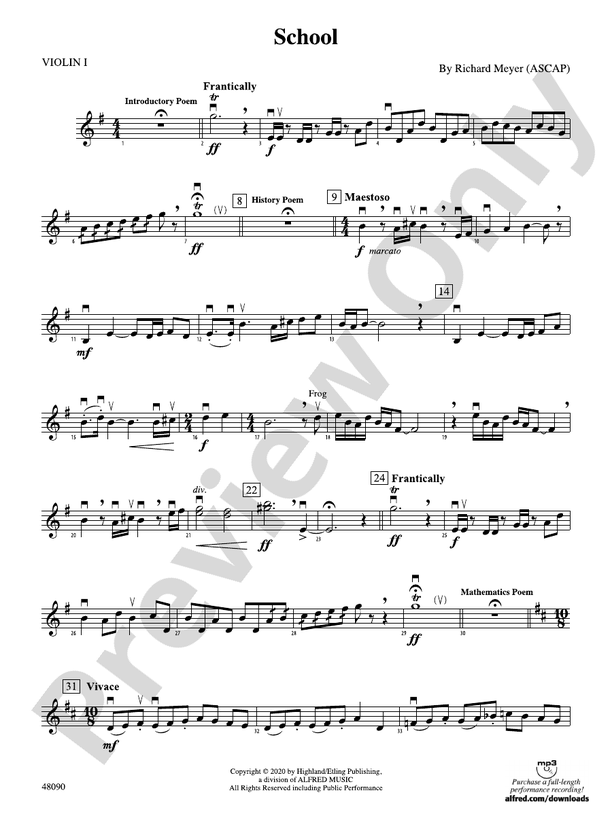School: 1st Violin: 1st Violin Part - Digital Sheet Music Download