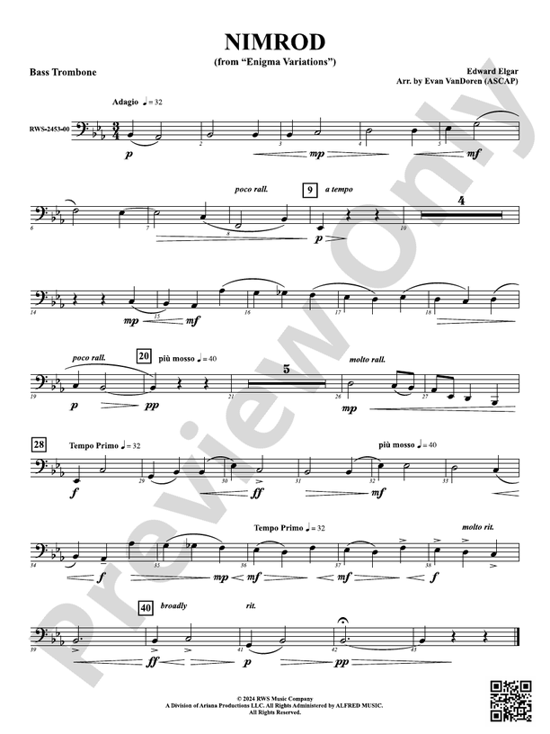 Nimrod (from "Enigma Variations"): Bass Trombone: Bass Trombone Part ...