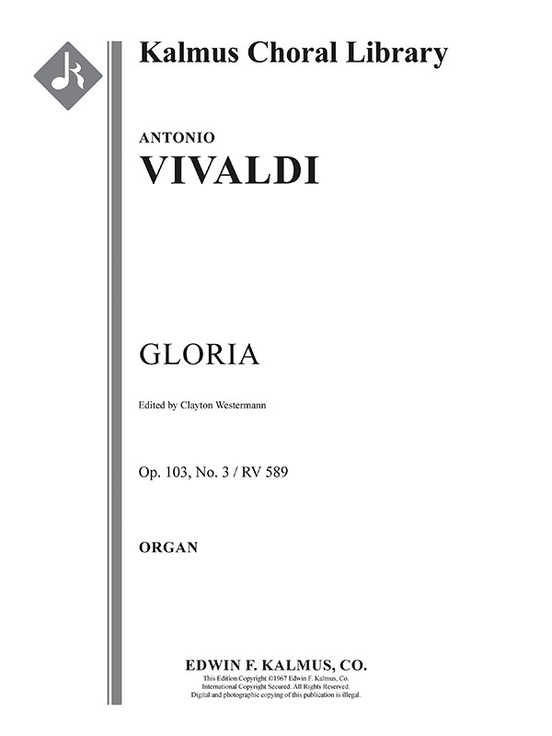 Gloria in D, Op. 103 No. 3/ RV 589: Organ Part: Antonio Vivaldi | Sheet Music
