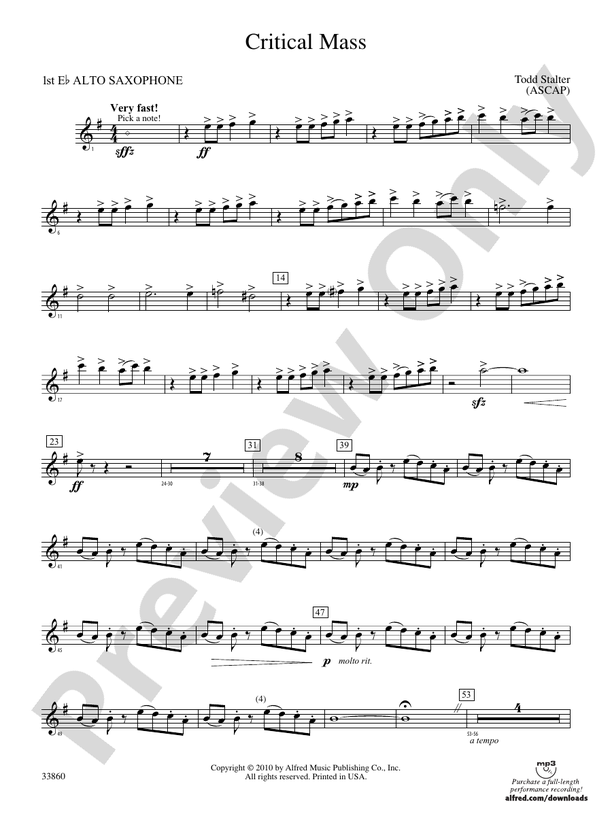 Critical Mass: E-flat Alto Saxophone: E-flat Alto Saxophone Part ...