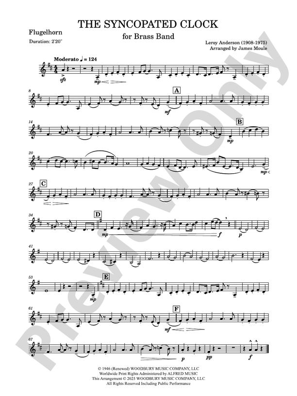 The Syncopated Clock: 1st Flugel Horn: 1st Flugel Horn Part - Digital Sheet Music Download