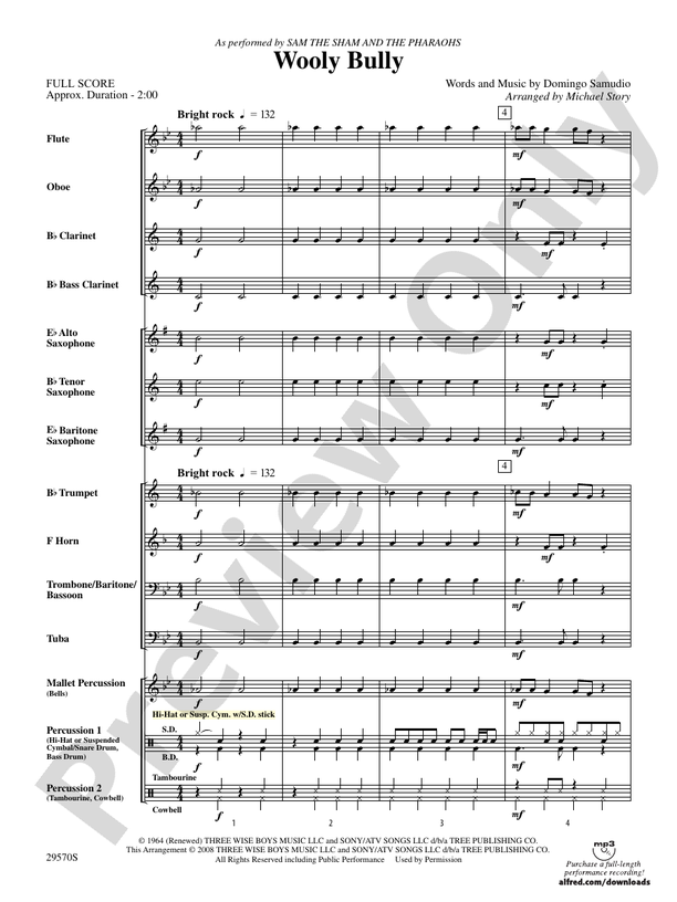 Wooly Bully: Score: Concert Band Score - Digital Sheet Music Download