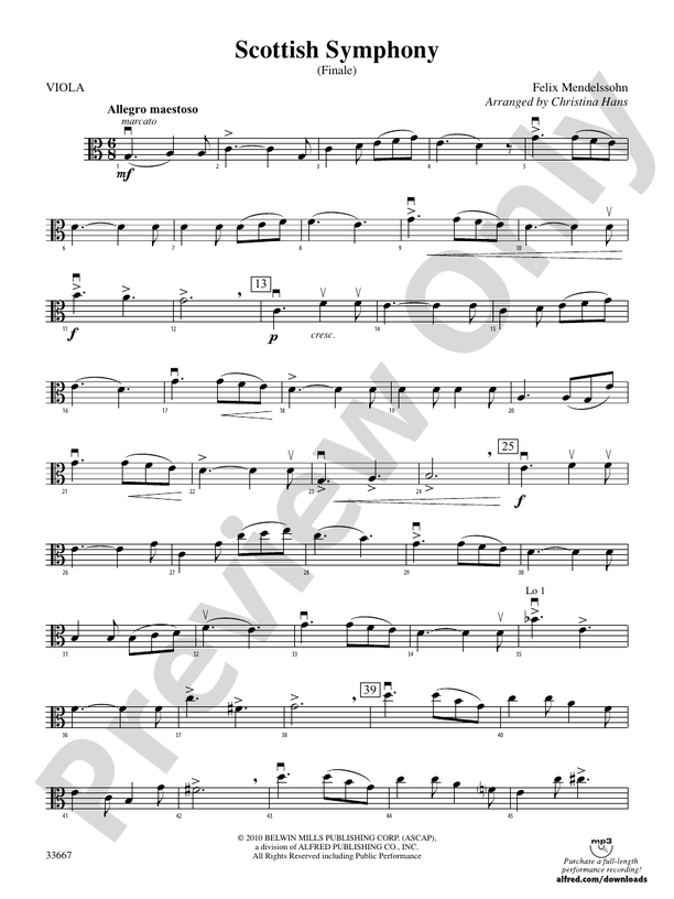 Scottish Symphony: Viola: Viola Part - Digital Sheet Music Download