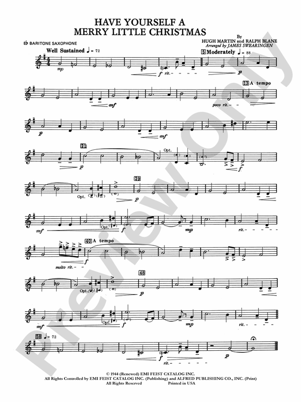 Have Yourself a Merry Little Christmas: E-flat Baritone Saxophone: E ...