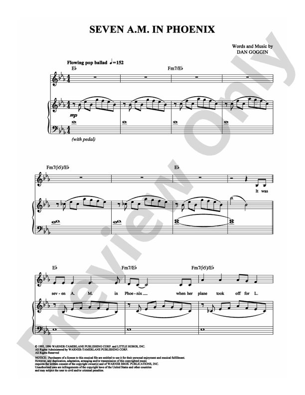 Seven A.M. in Phoenix: Piano/Vocal/Chords: Dan Goggin - Digital Sheet ...