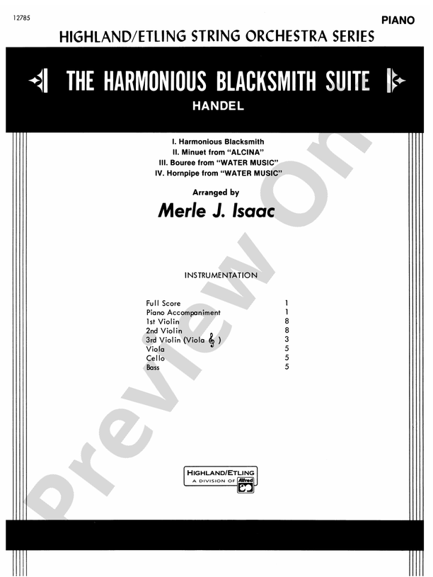 The Harmonious Blacksmith Suite: Piano Accompaniment: Piano ...