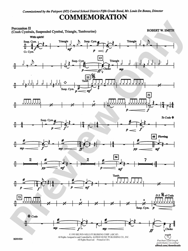 Commemoration: 2nd Percussion: 2nd Percussion Part - Digital Sheet Music Download