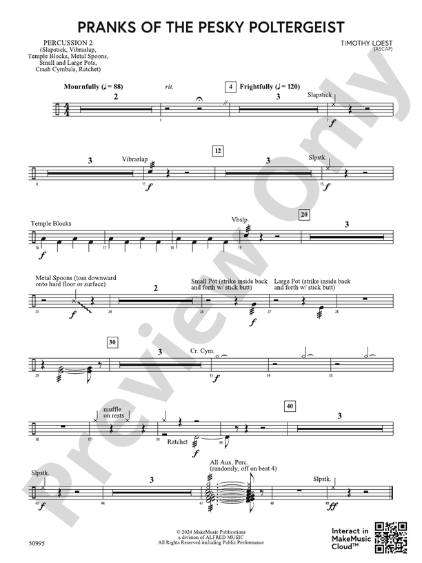 Pranks of the Pesky Poltergeist: 2nd Percussion: 2nd Percussion Part ...