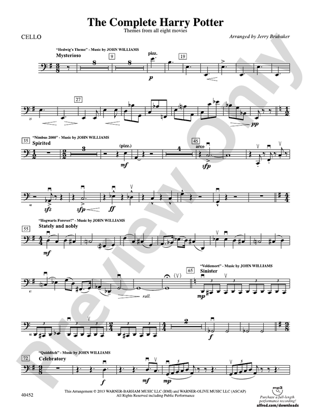 The Complete Harry Potter: Cello: Cello Part - Digital Sheet Music Download