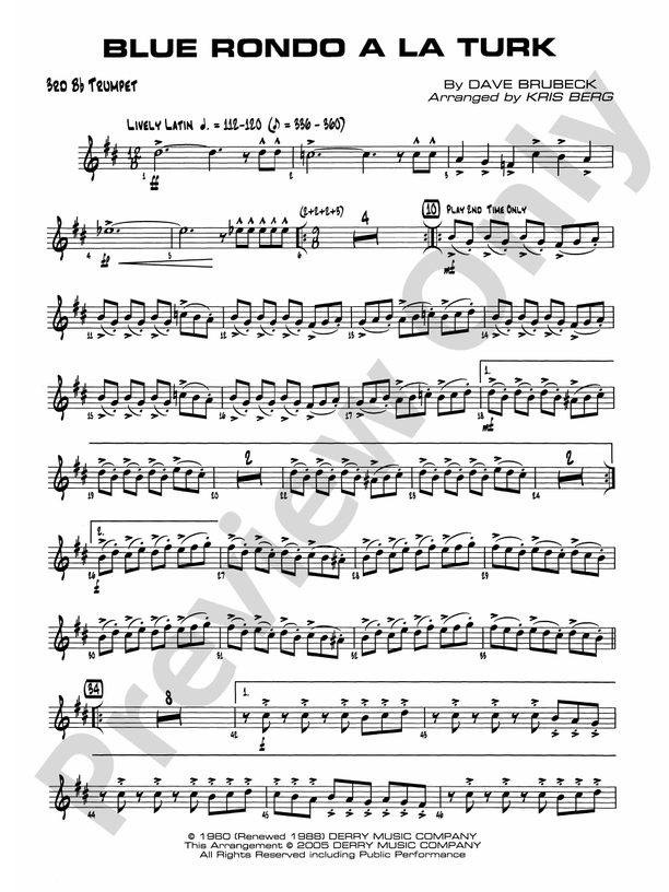 Blue Rondo a la Turk: 3rd B-flat Trumpet: 3rd B-flat Trumpet Part ...