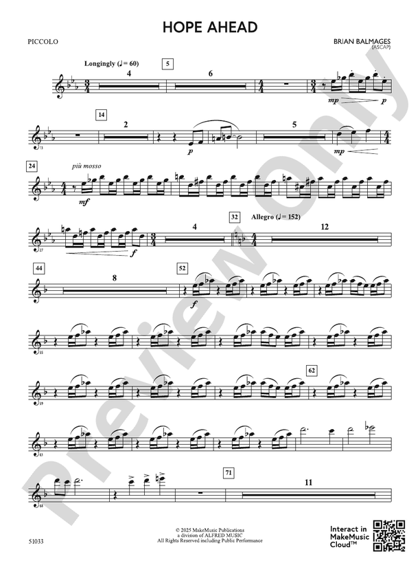 Hope Ahead: Piccolo: Piccolo Part - Digital Sheet Music Download