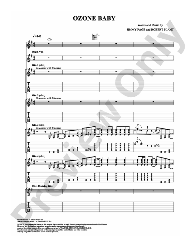 Ozone Baby: Guitar TAB: Led Zeppelin - Digital Sheet Music Download