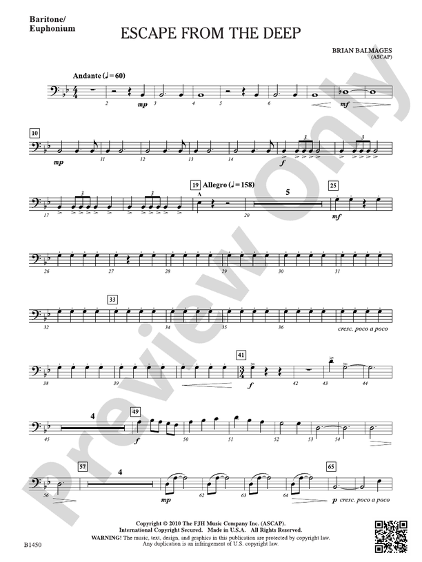 Escape from the Deep: Baritone/Euphonium: Baritone/Euphonium Part: Brian Balmages - Digital ...