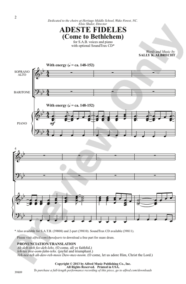 Adeste Fideles: SAB Choral Octavo: Sally K. Albrecht - Digital Sheet Music Download