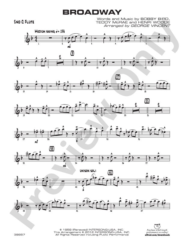 Broadway: 2nd Flute: 2nd Flute Part - Digital Sheet Music Download