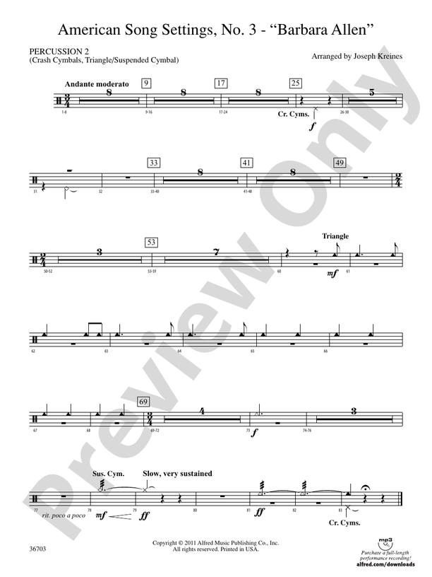 American Song Settings, No. 3 "Barbara Allen": 2nd Percussion: 2nd ...