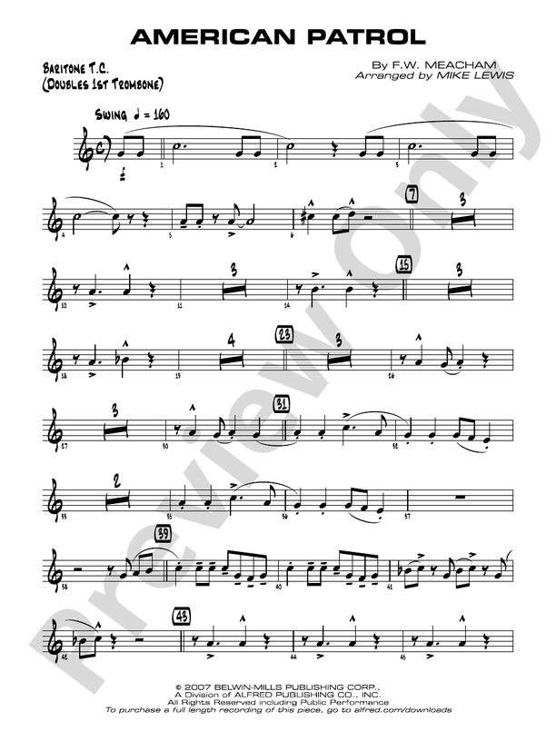 American Patrol: Baritone T.C.: Baritone T.C. Part - Digital Sheet ...