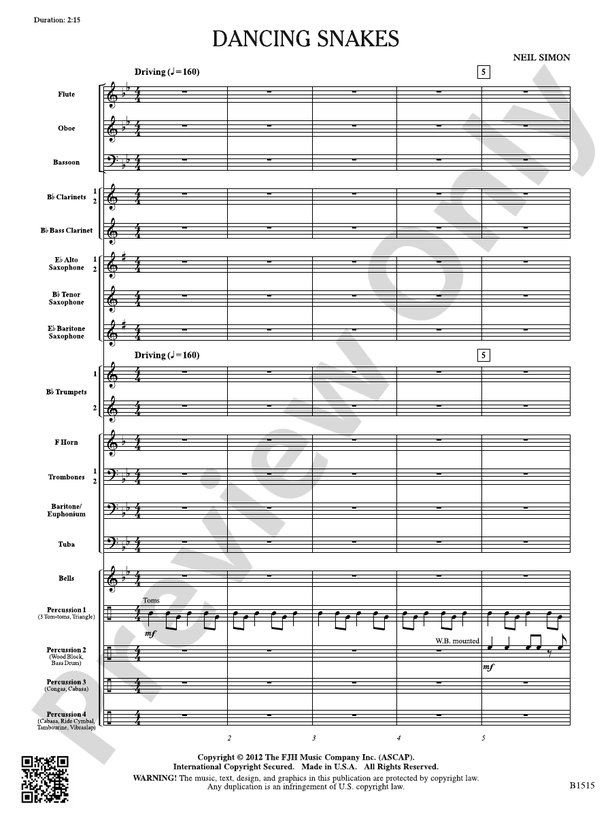 Dancing Snakes: Score: : Neil Simon - Digital Sheet Music Download