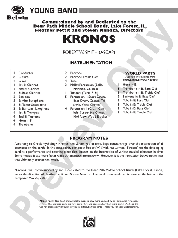 Kronos: Score: Concert Band Score - Digital Sheet Music Download