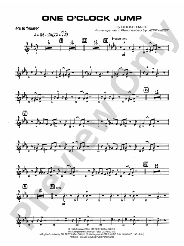 One O'Clock Jump: 4th B-flat Trumpet: 4th B-flat Trumpet Part - Digital Sheet Music Download