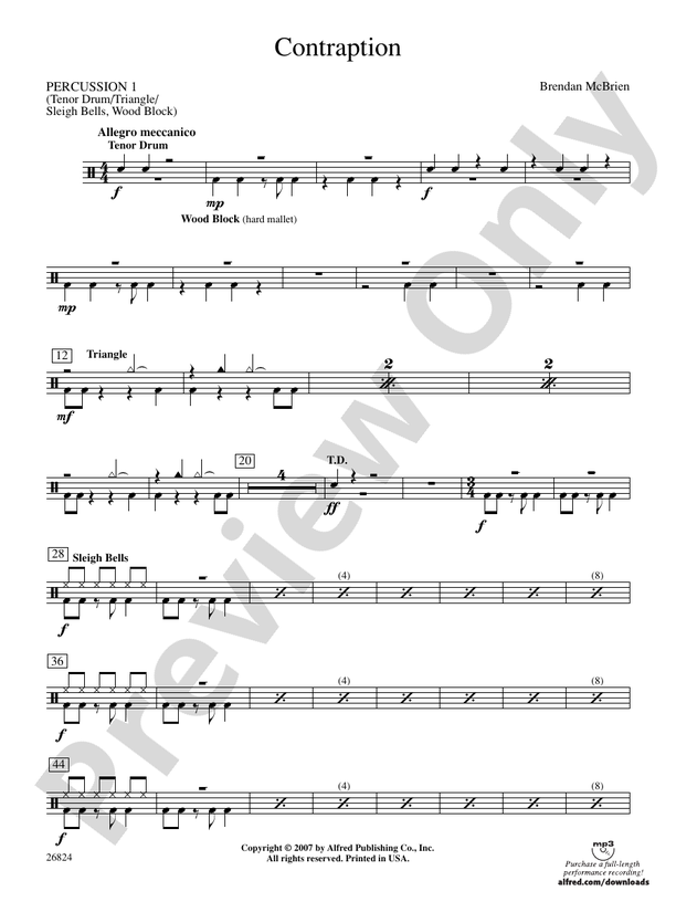 Contraption: 1st Percussion: 1st Percussion Part - Digital Sheet Music ...