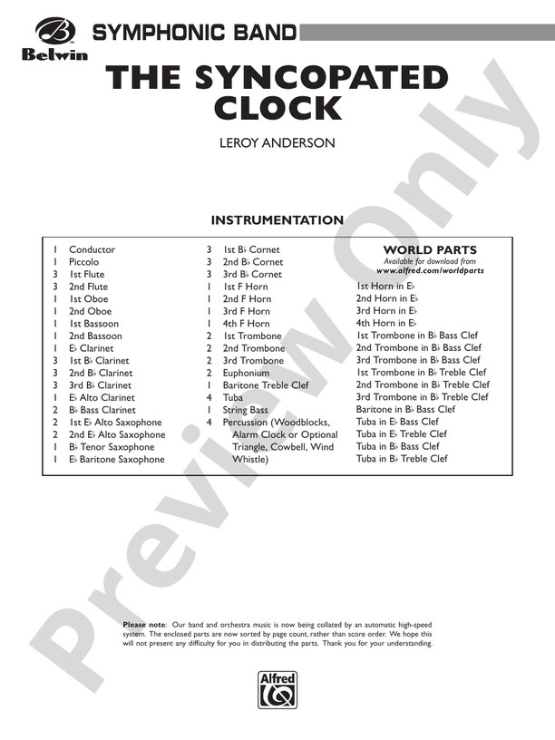 The Syncopated Clock: Concert Band Conductor Score & Parts: Leroy ...