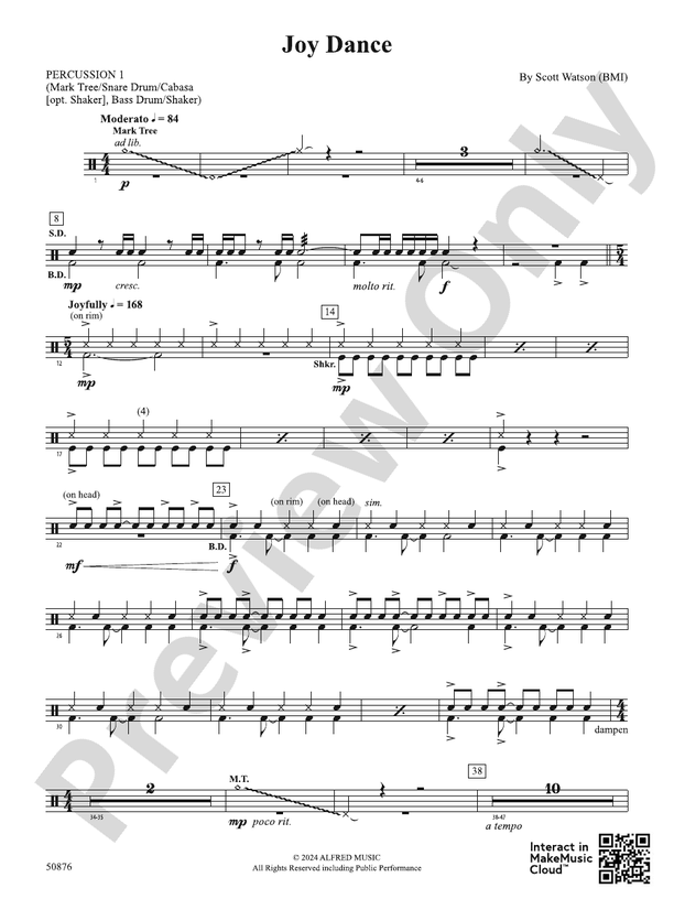 Joy Dance: 1st Percussion: 1st Percussion Part - Digital Sheet Music ...