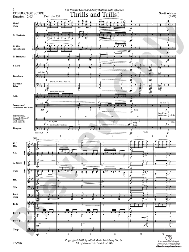 Thrills and Trills!: Concert Band Conductor Score & Parts: Scott Watson ...